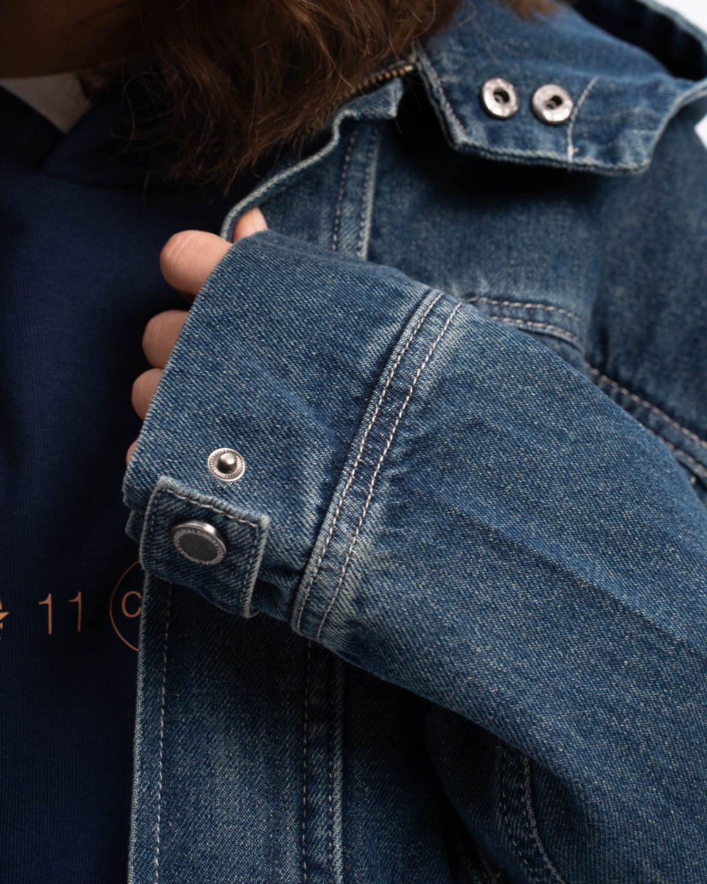 DARK BLUE HOODED DENIM JACKET – Navy